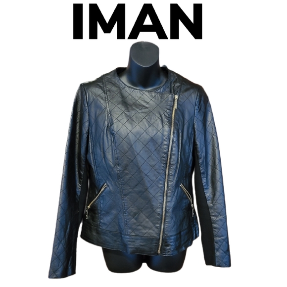 IMAN | Jackets & Coats | Iman Black Quilted Leather Jacket | Poshmark